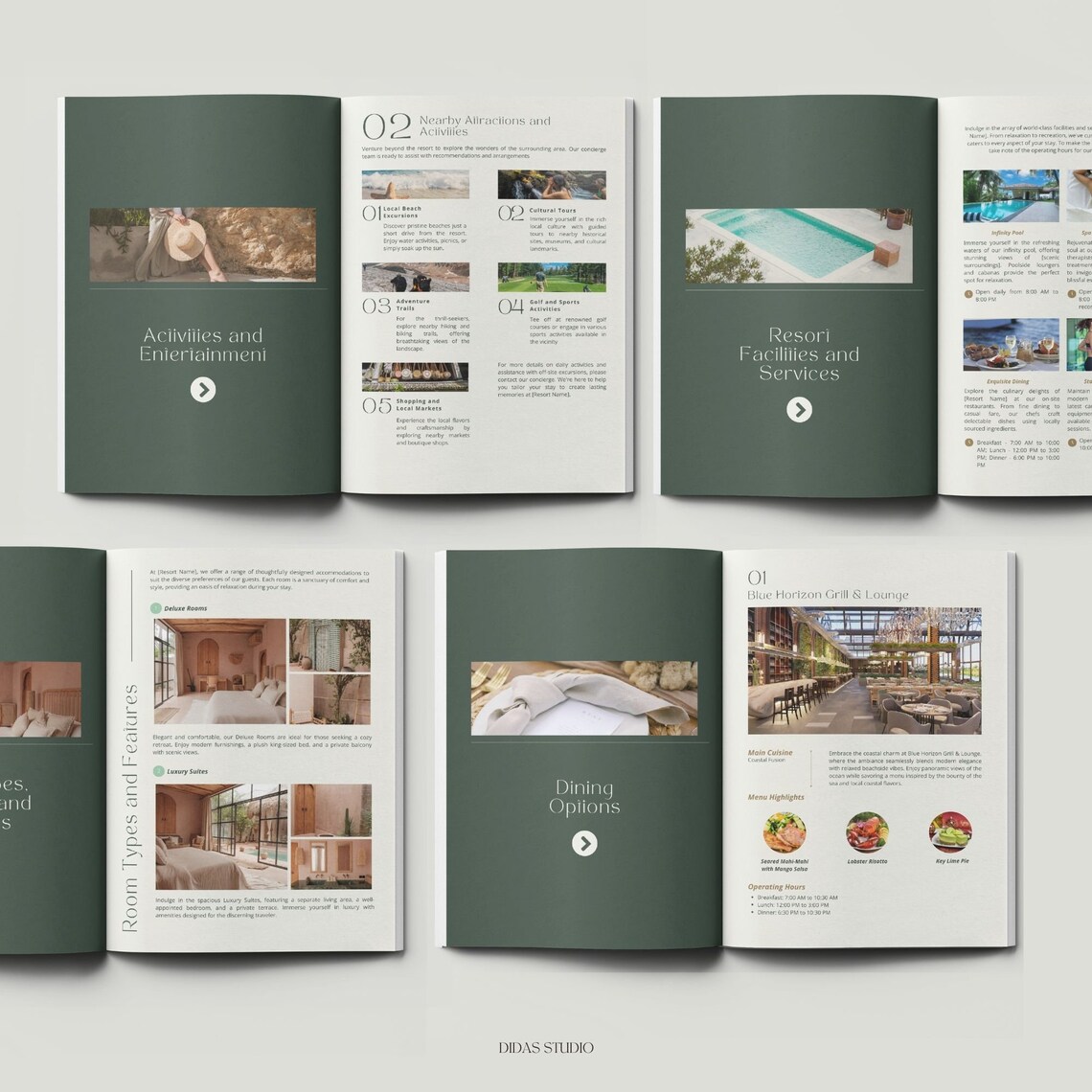 Modern Seaside Private Resort Welcome Guest Book Template, Elegant ...