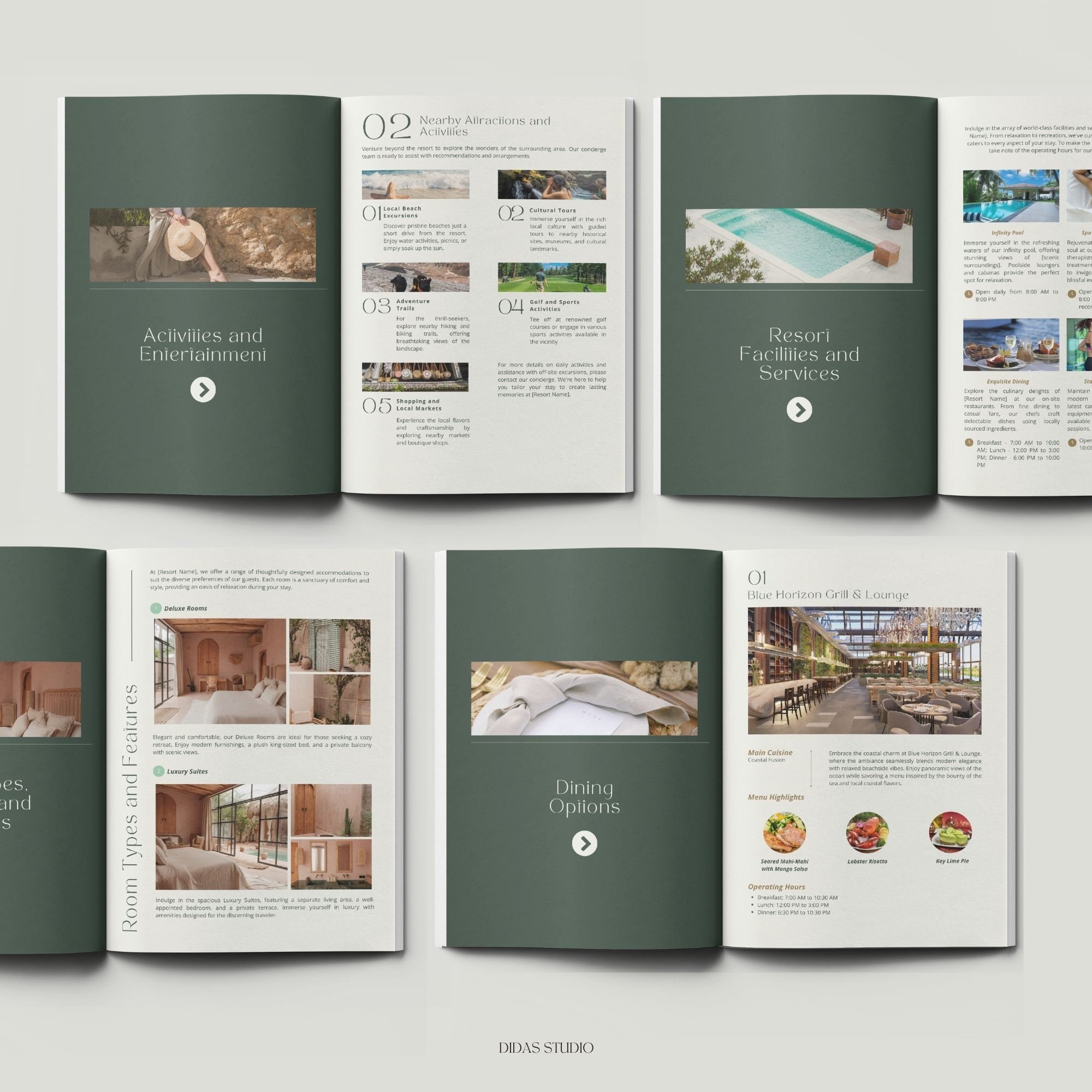 Modern Seaside Private Resort Welcome Guest Book Template, Elegant ...
