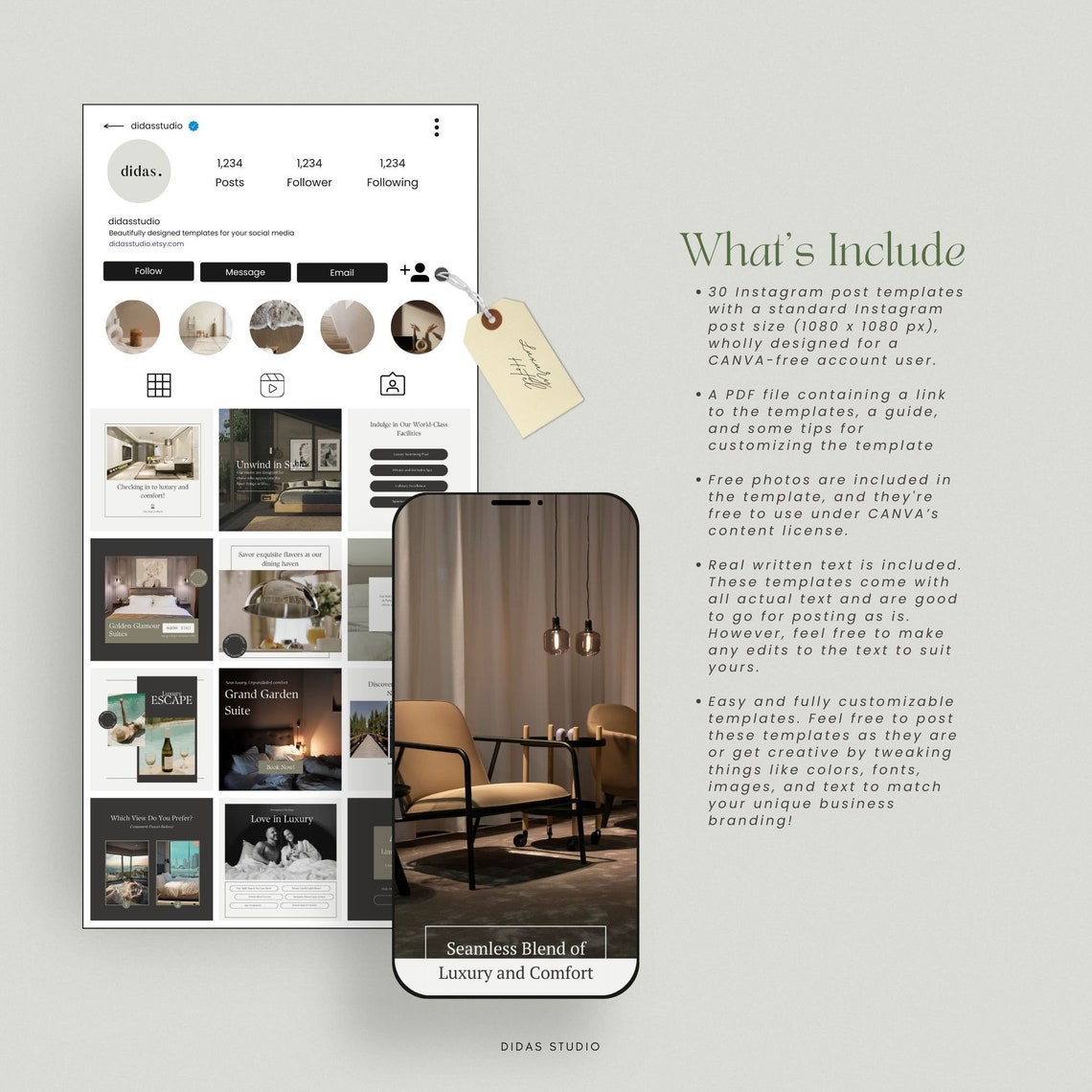 Modern Minimal Luxury Hotel Instagram Posts, Hotel Social Media Content ...