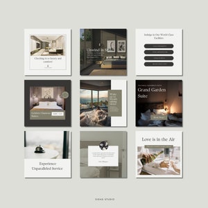 Modern Minimal Luxury Hotel Instagram Posts, Hotel Social Media Content ...