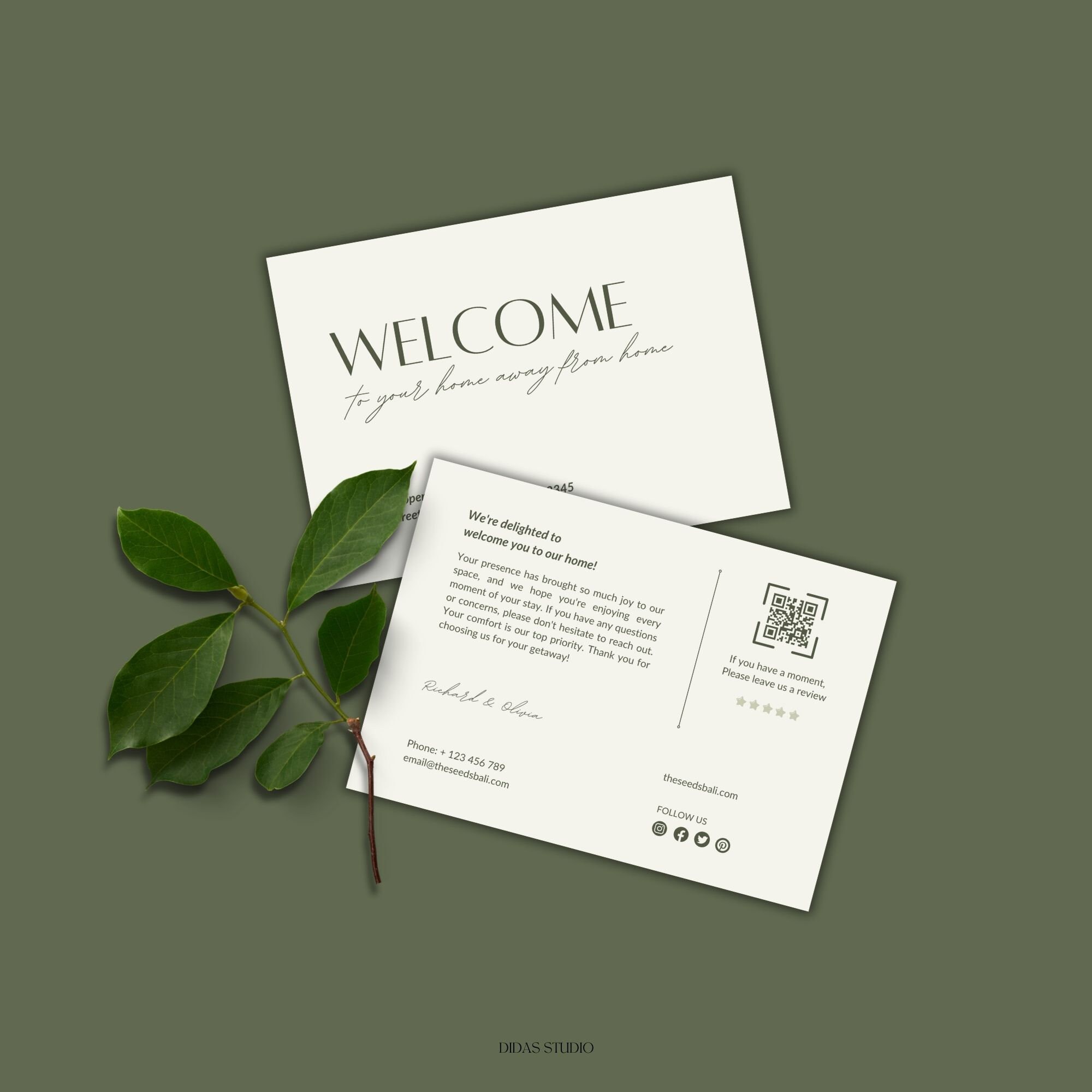 Neutral Airbnb Welcome Card, Modern Minimal Editable Welcome Note for ...