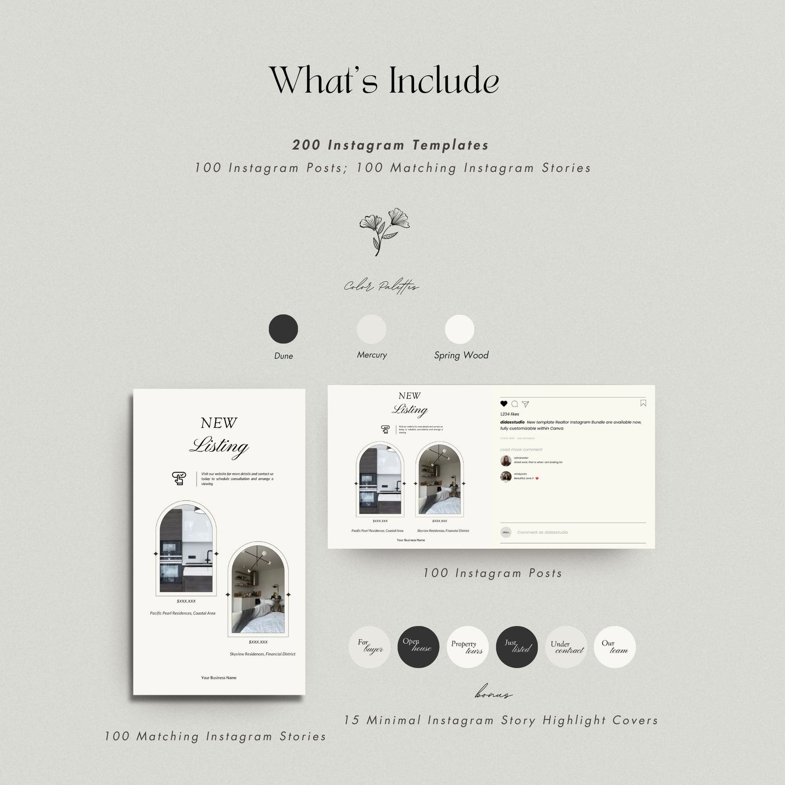 Neutral Real Estate Marketing, Minimal Realtor Instagram Template ...