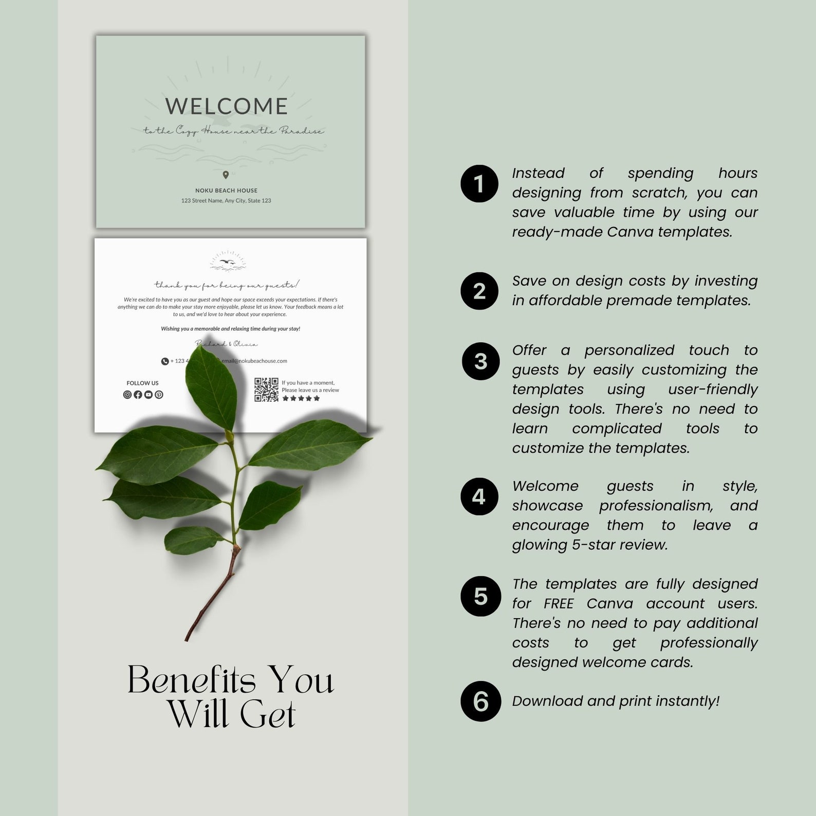 Beach House Guests Welcome Card Template, Airbnb Welcome Note, Vacation ...