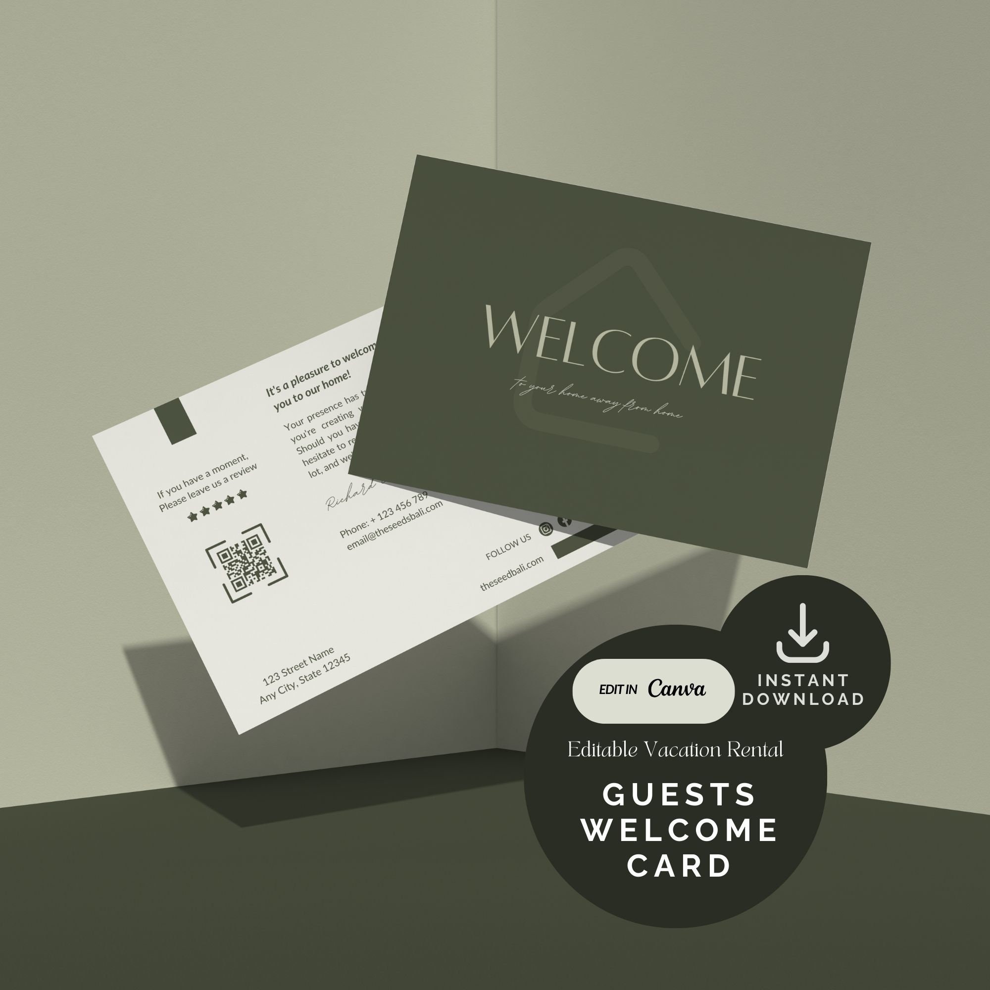 Airbnb Host Editable Welcome Card Template, Vacation Rental Welcome ...