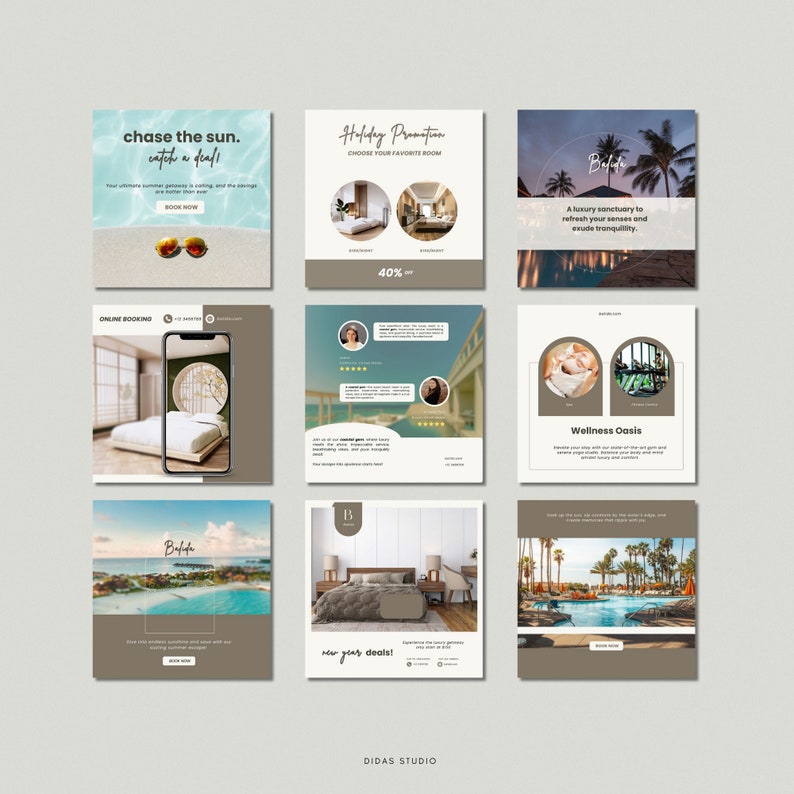 Luxury Resort and Hotel Instagram Posts, Editable Property Social Media ...