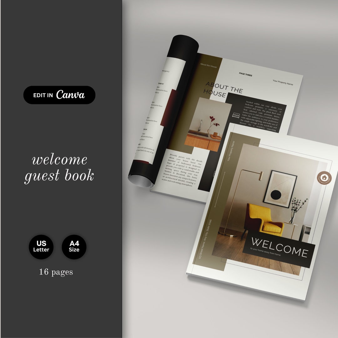 Modern Vacation Rental Welcome Book Template, Elegant Welcome Guest ...