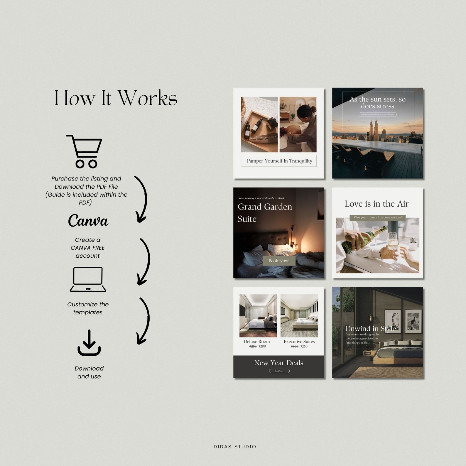 Modern Minimal Luxury Hotel Instagram Posts, Hotel Social Media Content ...
