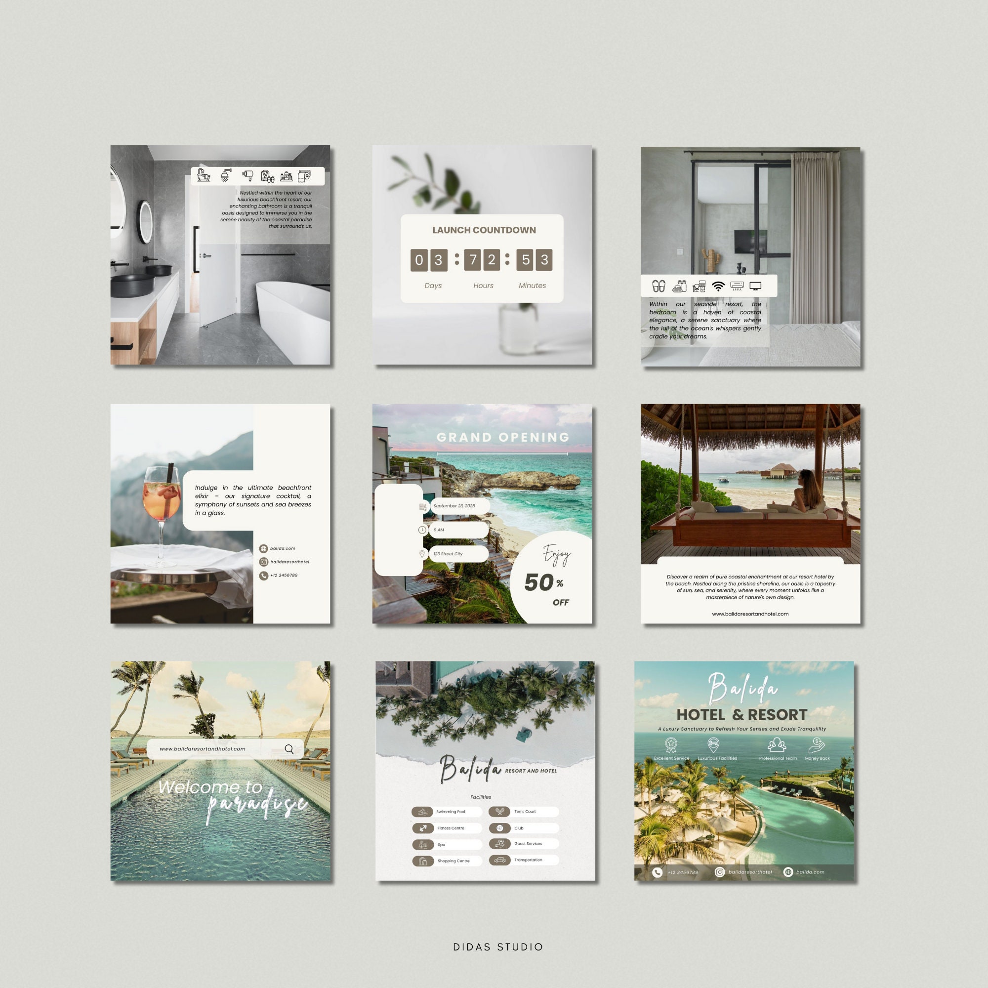 Luxury Resort and Hotel Instagram Posts, Editable Property Social Media ...