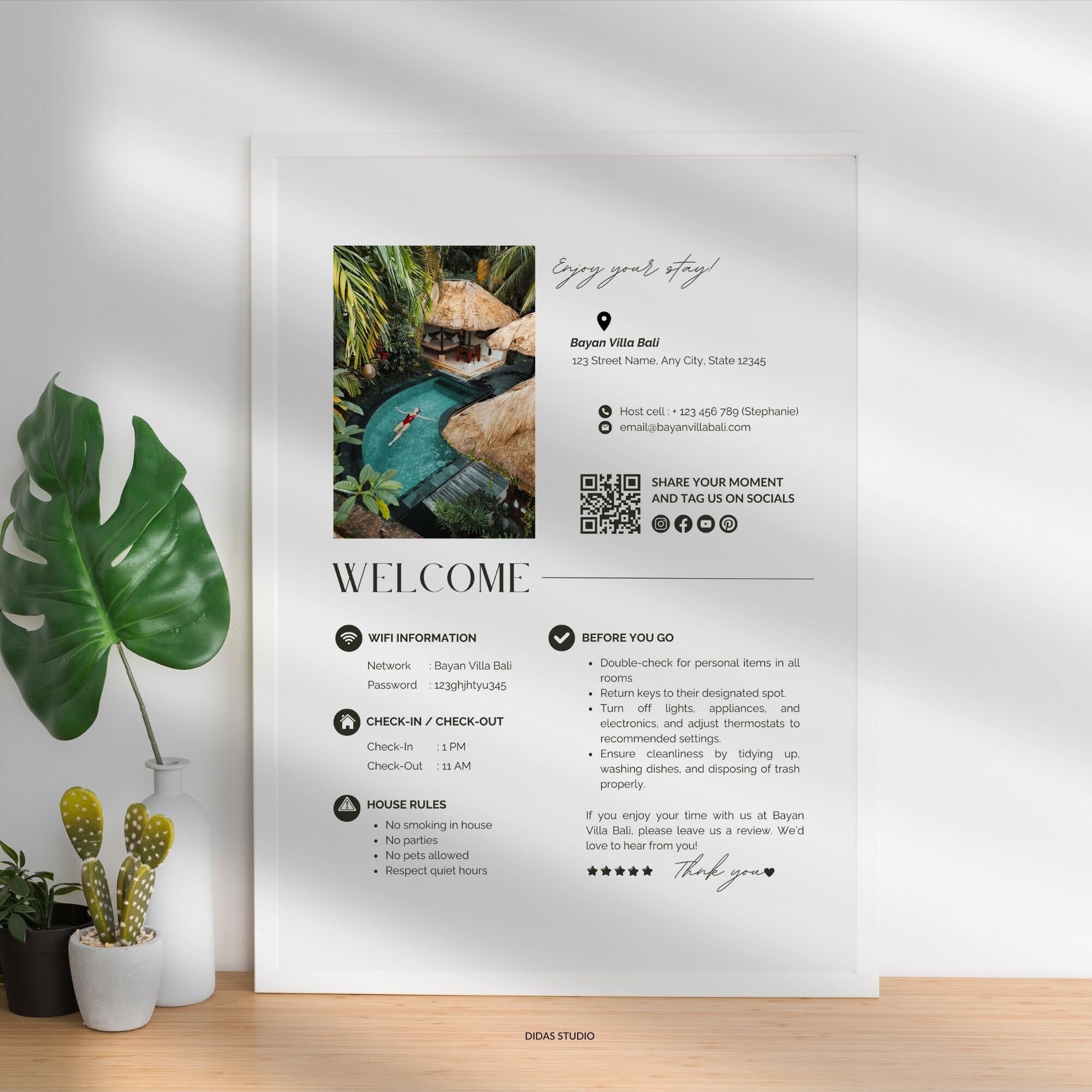 Airbnb Welcome Sign Template, Printable Sign for Rental Host, Vacation ...
