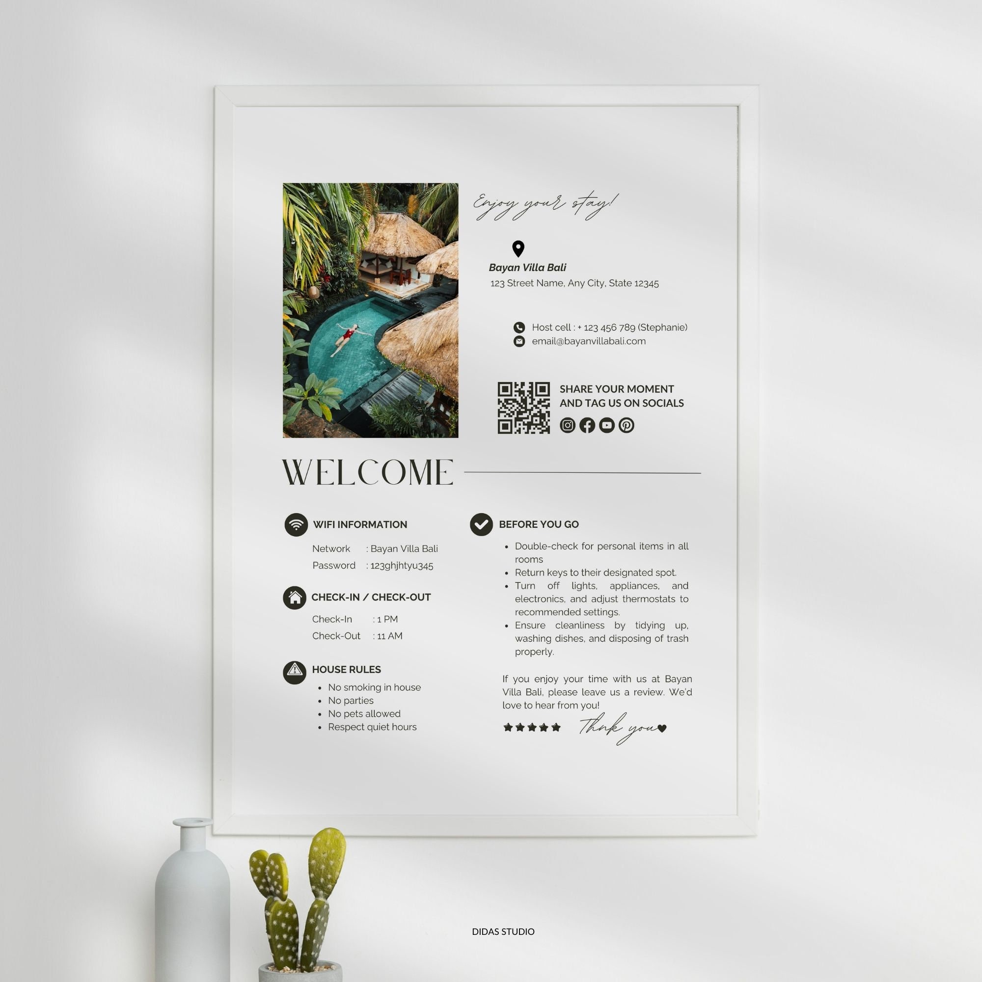 Airbnb Welcome Sign Template, Printable Sign for Rental Host, Vacation ...