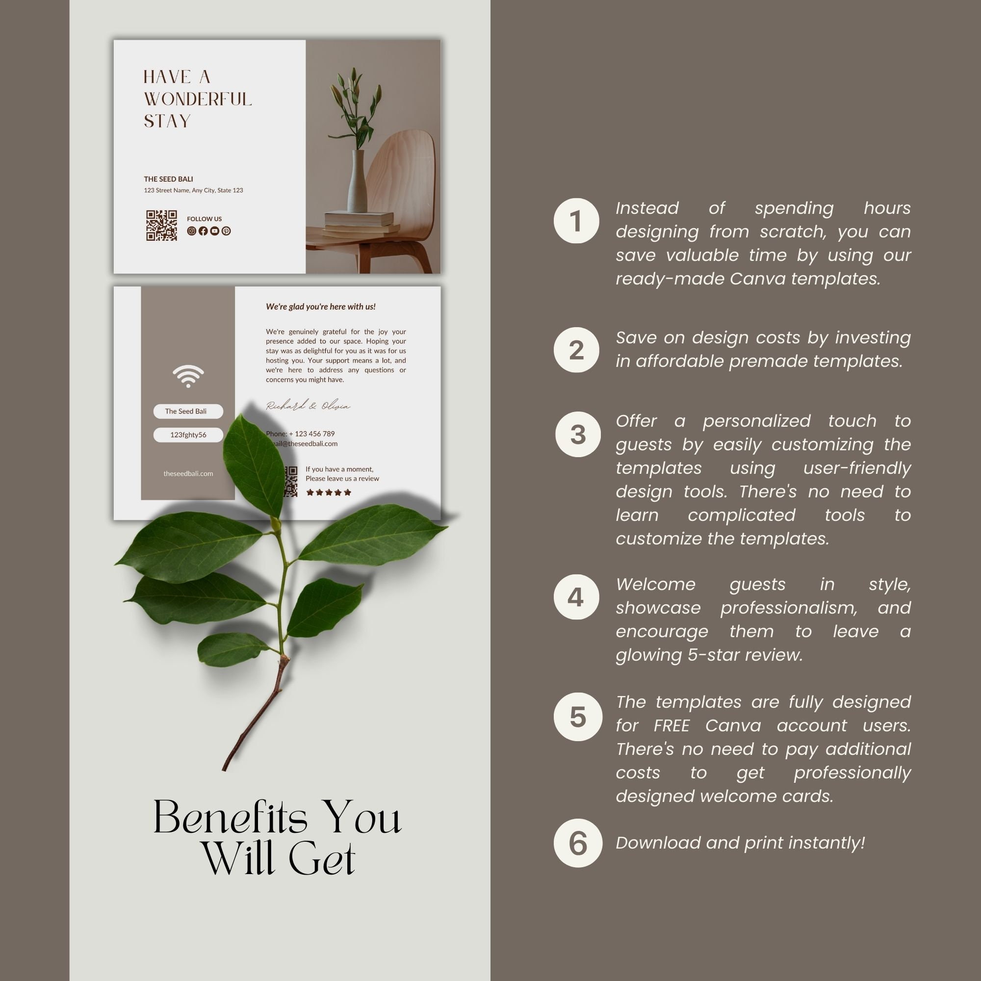 Editable Guests Welcome Card Template for Vacation Rental, Airbnb ...