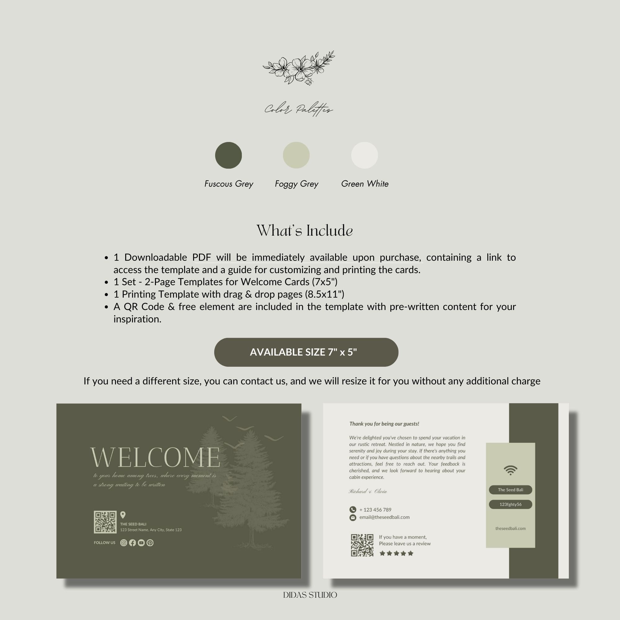 Wood Cabin Guests Welcome Card Template, Airbnb Welcome Note, Vacation ...