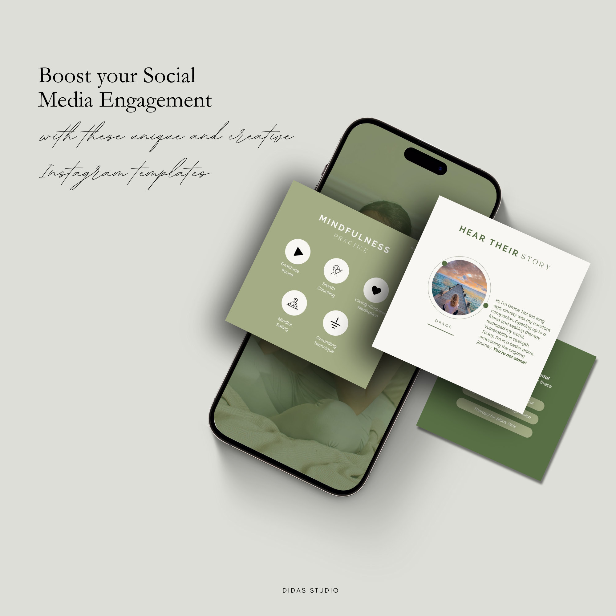 Green Minimal Therapist Instagram Posts, Psychologist Social Media ...