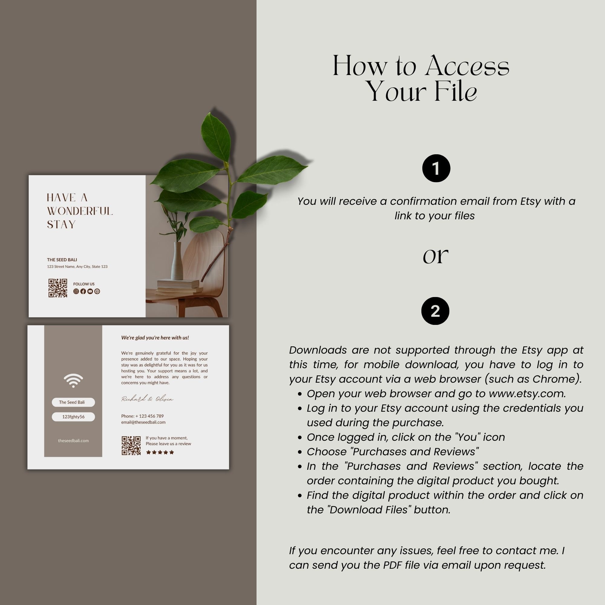 Editable Guests Welcome Card Template for Vacation Rental, Airbnb ...