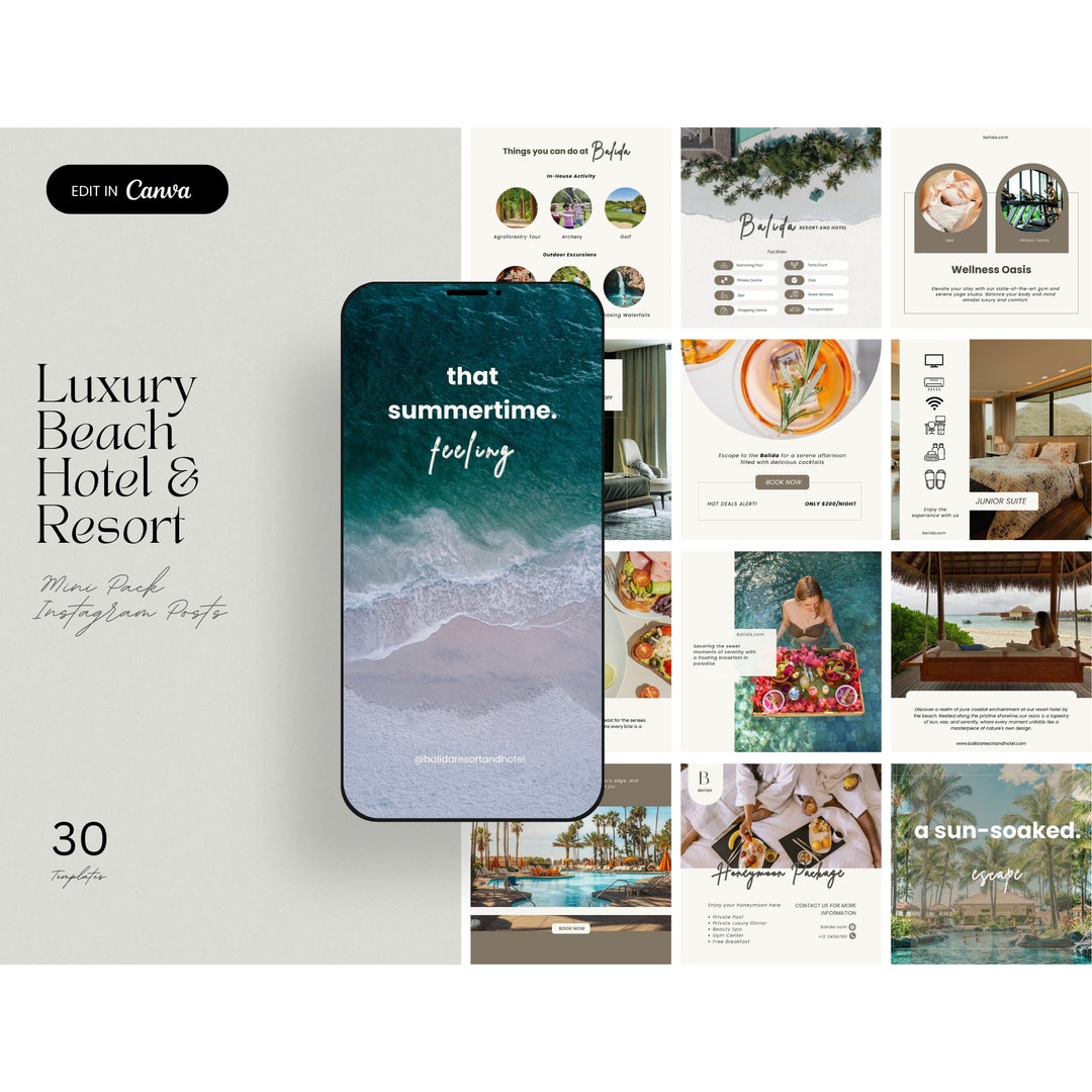 Luxury Resort and Hotel Instagram Posts, Editable Property Social Media ...