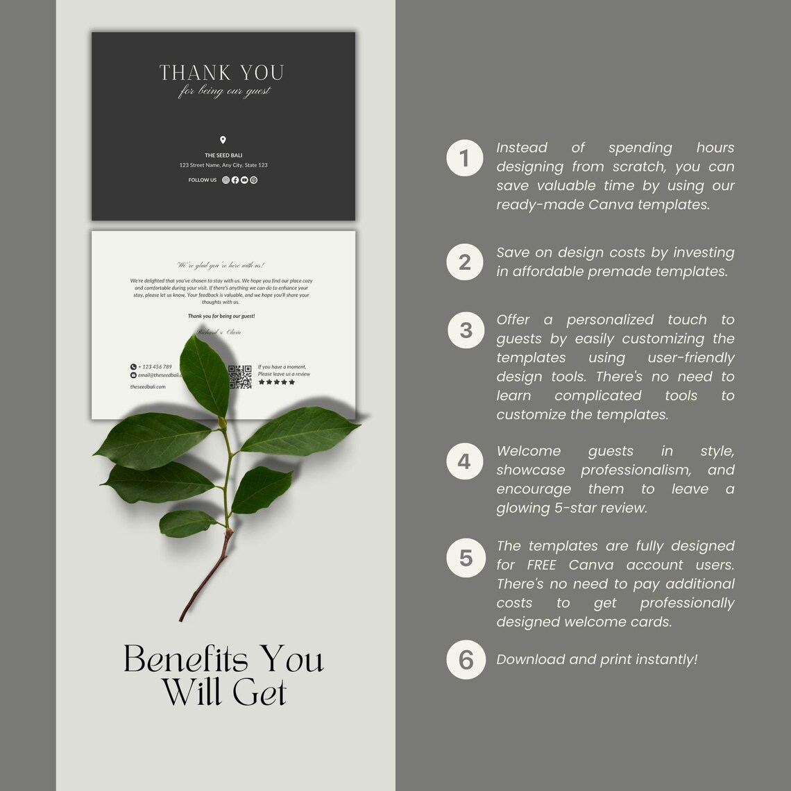 Guests Thank You Card Template, Guests Thank You Note, Vacation Rental ...