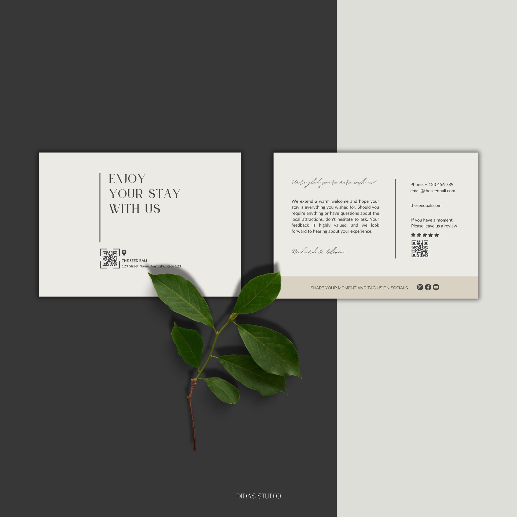Guests Welcome Card, Minimal Vacation Rental Welcome Note, House Rental ...