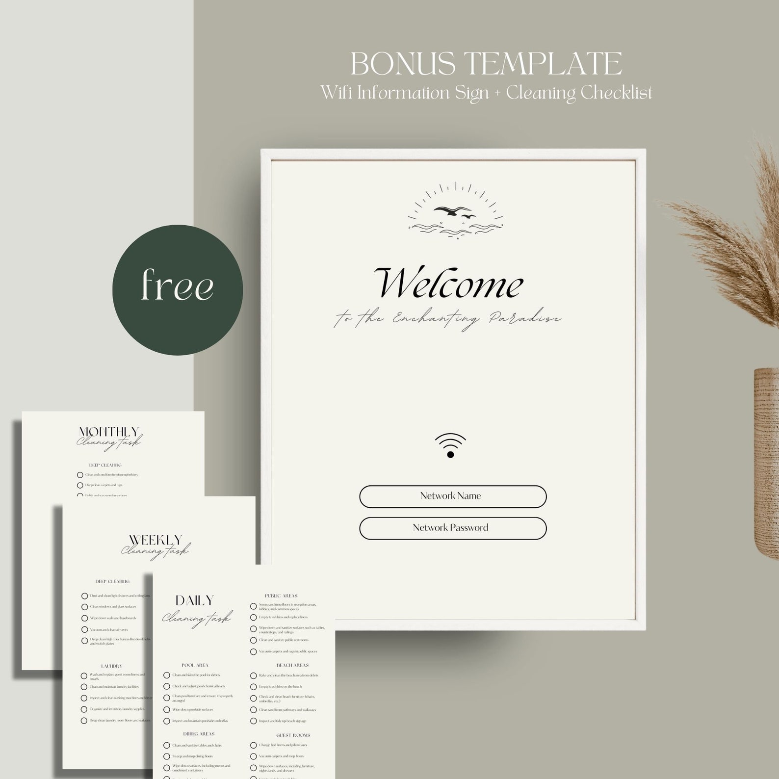 Modern Seaside Private Resort Welcome Guest Book Template, Elegant ...