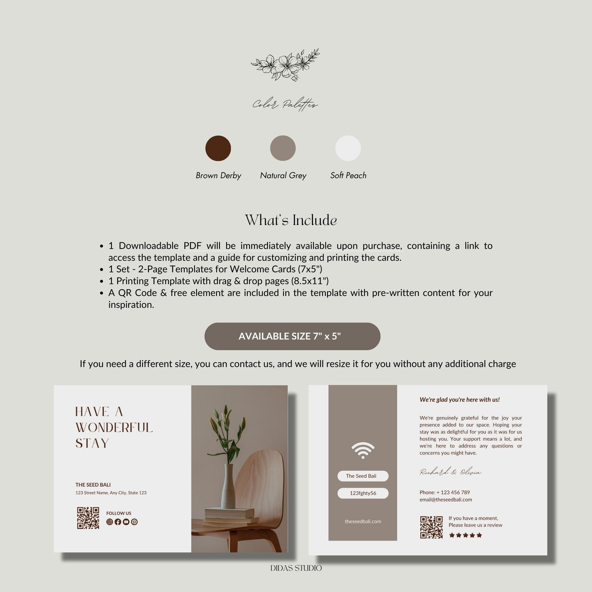 Editable Guests Welcome Card Template for Vacation Rental, Airbnb ...