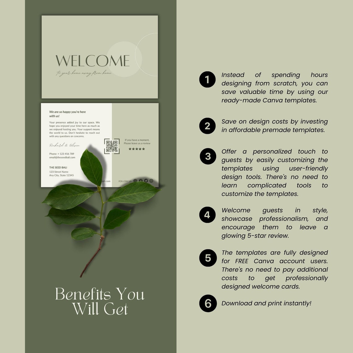 Airbnb Welcome Card Template for Guests, Modern Guest Welcome Note ...