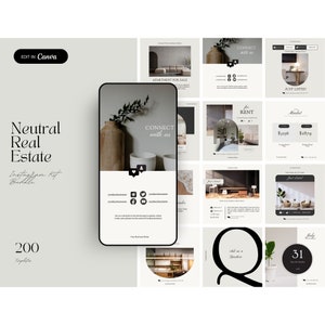 Neutral Real Estate Marketing, Minimal Realtor Instagram Template ...