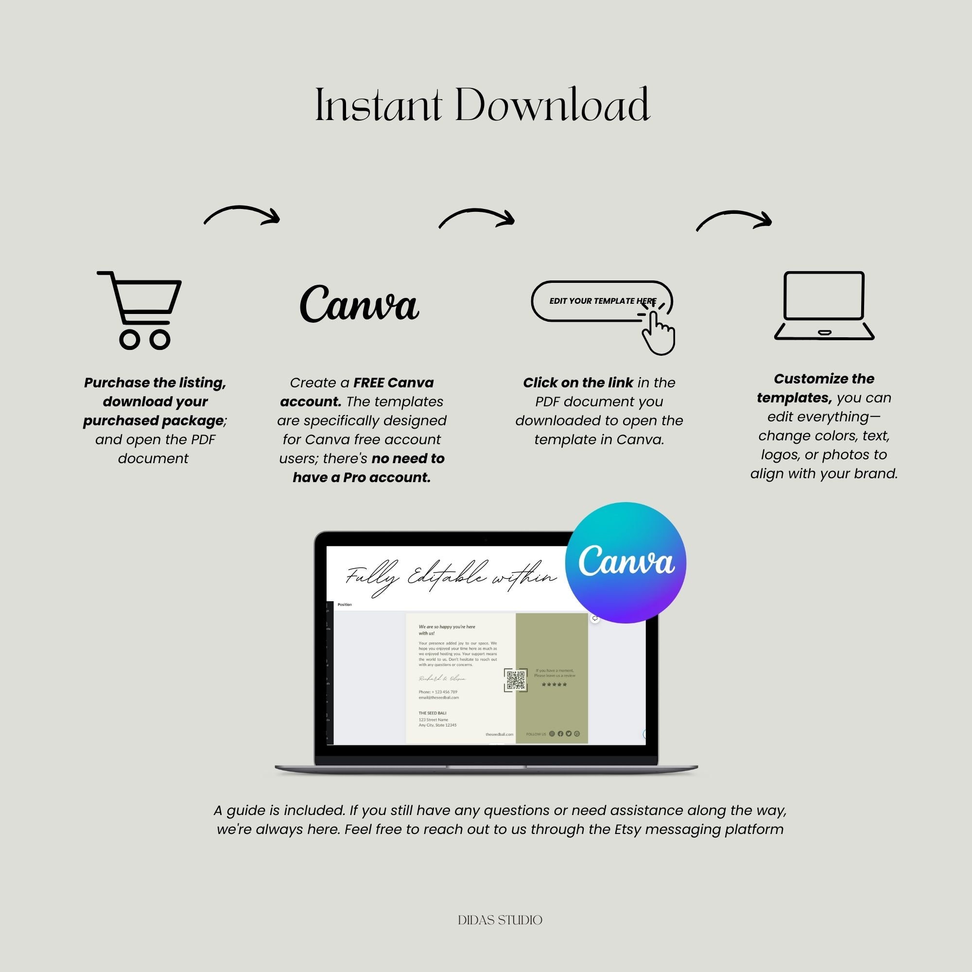 Airbnb Welcome Card Template for Guests, Modern Guest Welcome Note ...