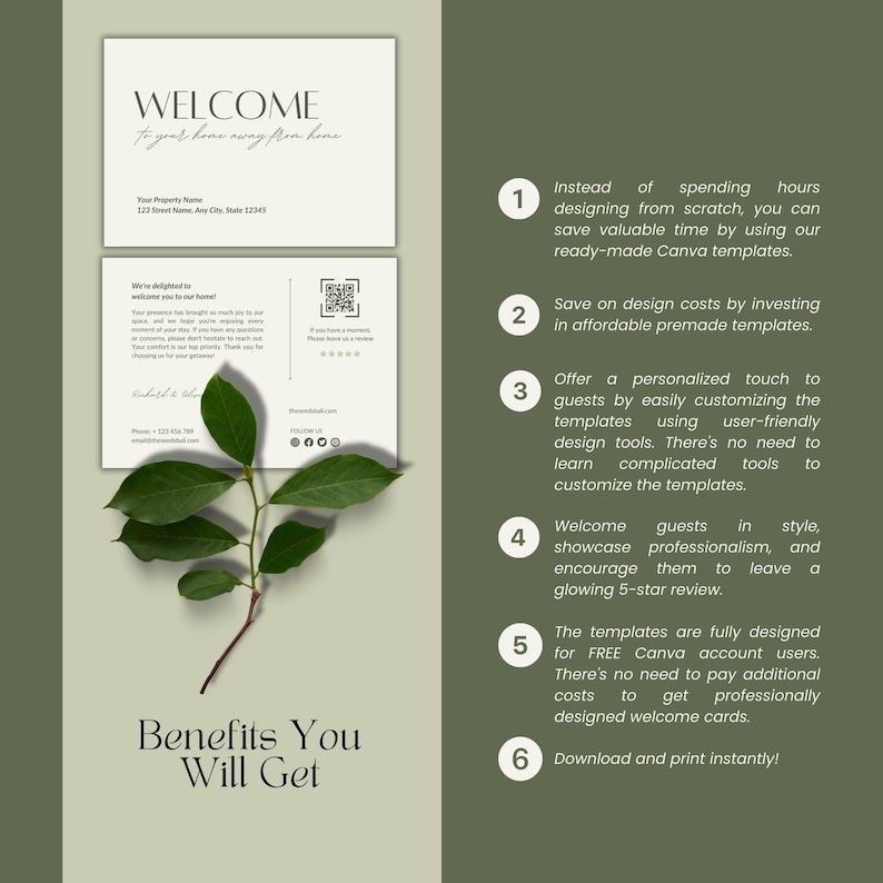 Neutral Airbnb Welcome Card, Modern Minimal Editable Welcome Note for ...