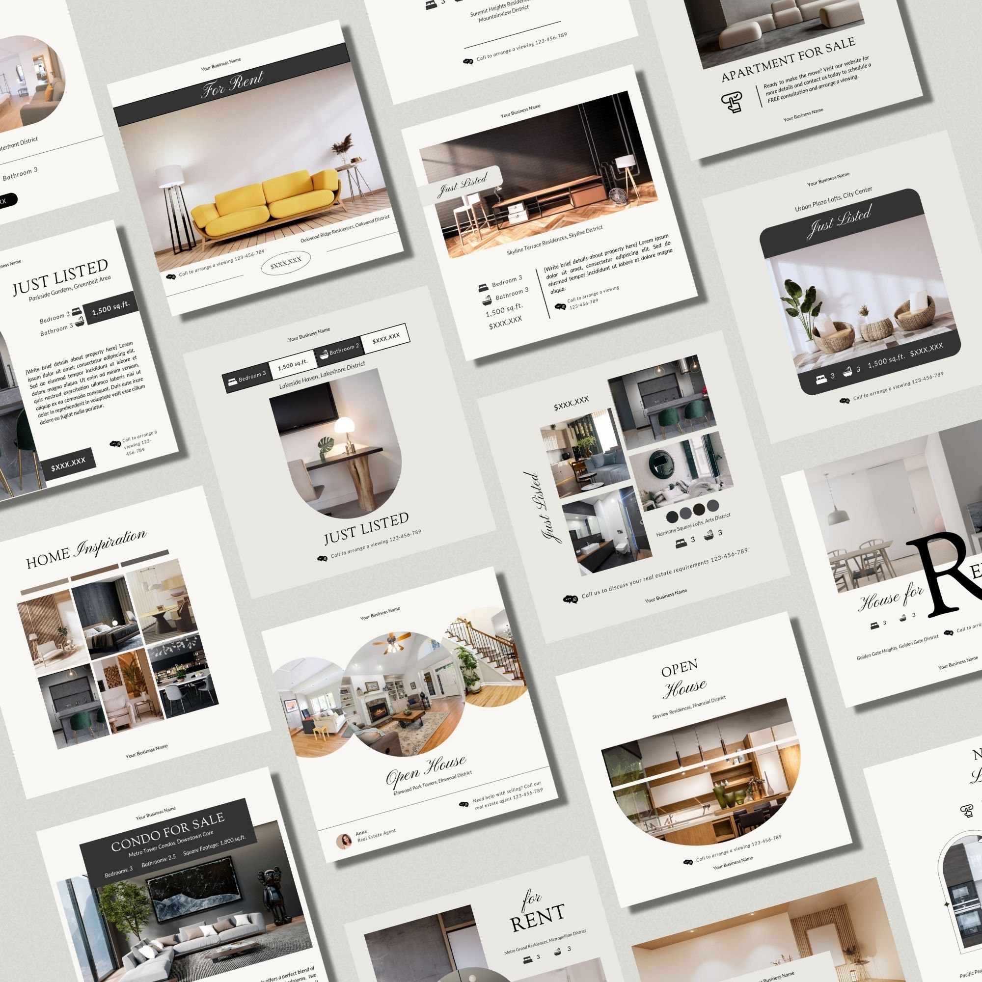 Neutral Real Estate Marketing, Minimal Realtor Instagram Template ...