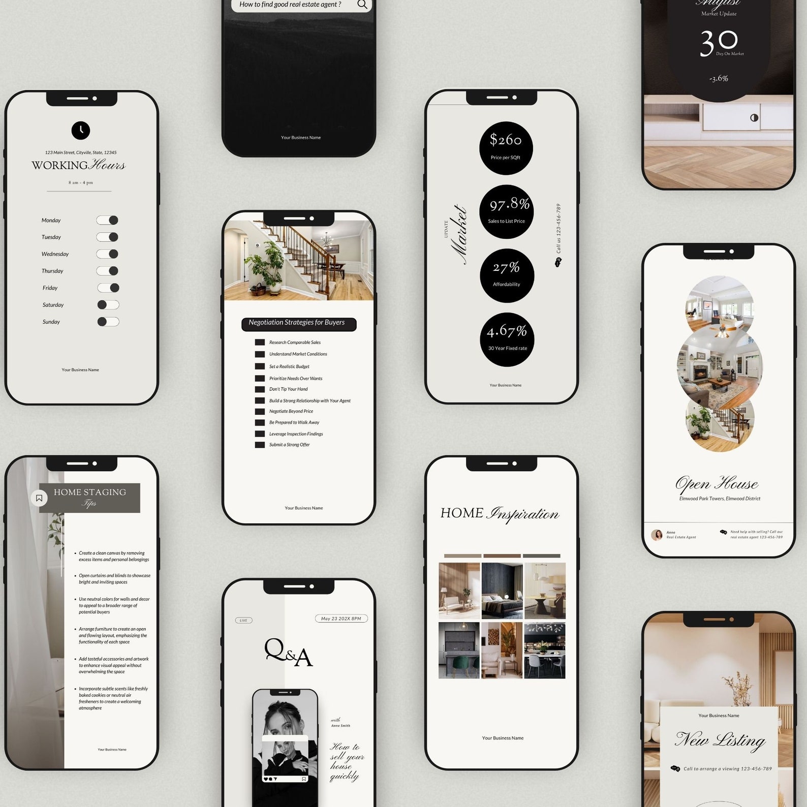 Neutral Real Estate Marketing, Minimal Realtor Instagram Template ...