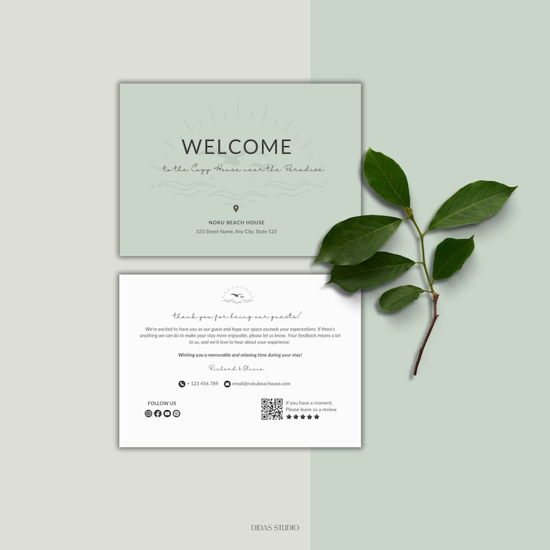 Beach House Guests Welcome Card Template, Airbnb Welcome Note, Vacation ...