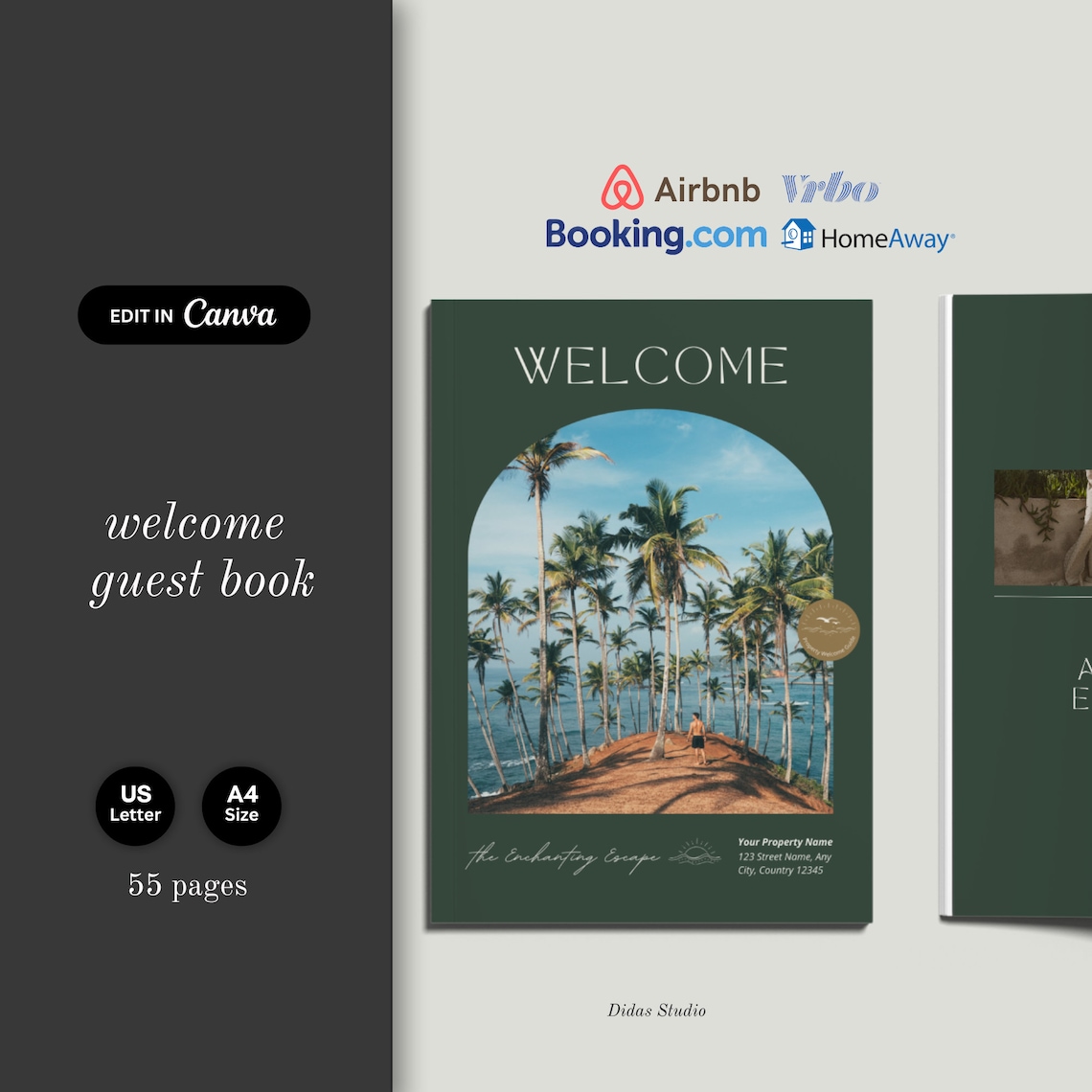 Modern Seaside Private Resort Welcome Guest Book Template, Elegant ...