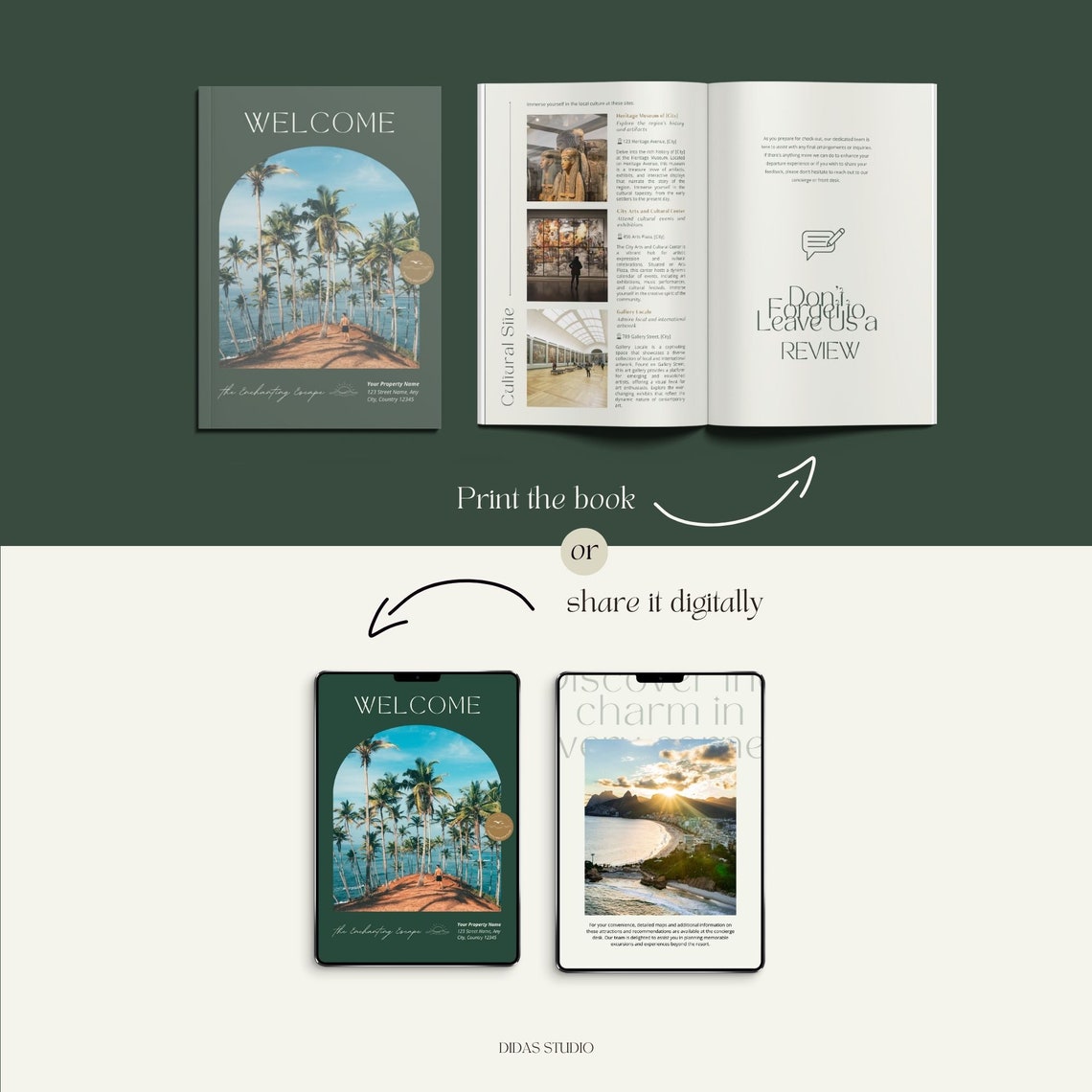 Seaside Resort Welcome Guest Book Template, Beach House Hotel Booklet ...
