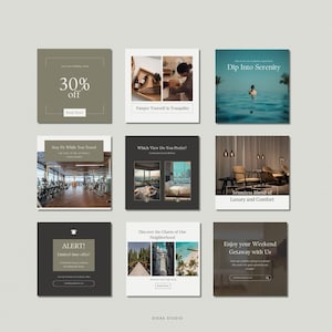 Modern Minimal Luxury Hotel Instagram Posts, Hotel Social Media Content ...