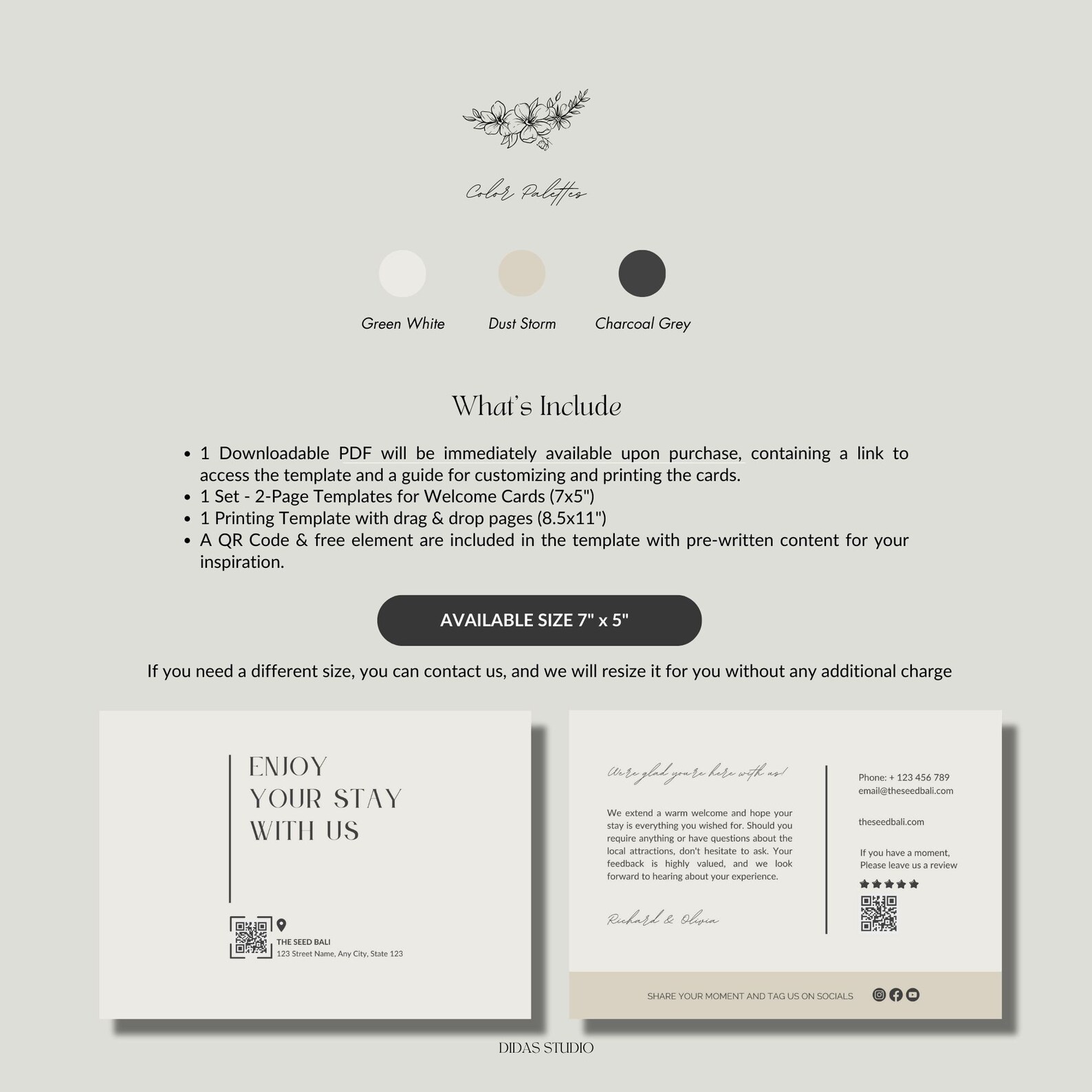Guests Welcome Card, Minimal Vacation Rental Welcome Note, House Rental ...
