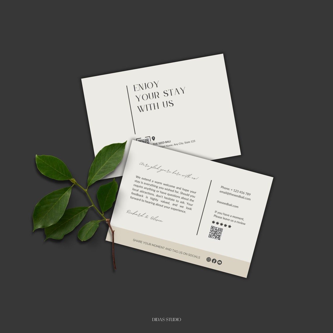 Guests Welcome Card, Minimal Vacation Rental Welcome Note, House Rental ...