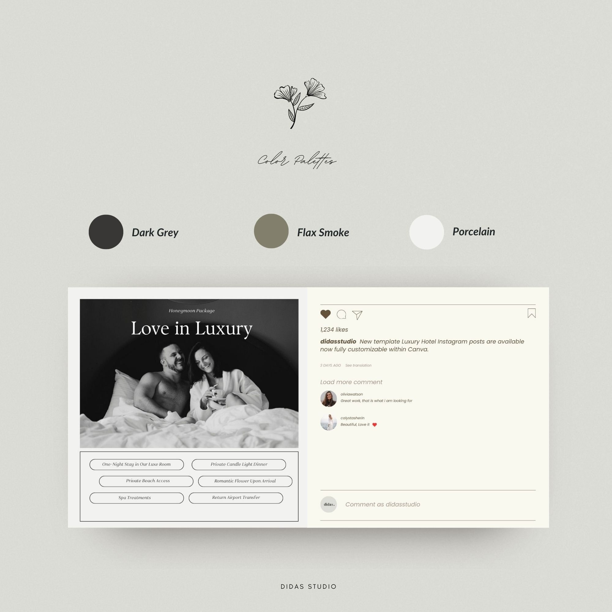 Modern Minimal Luxury Hotel Instagram Posts, Hotel Social Media Content ...