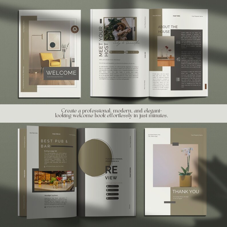 Modern Vacation Rental Welcome Book Template, Elegant Welcome Guest ...