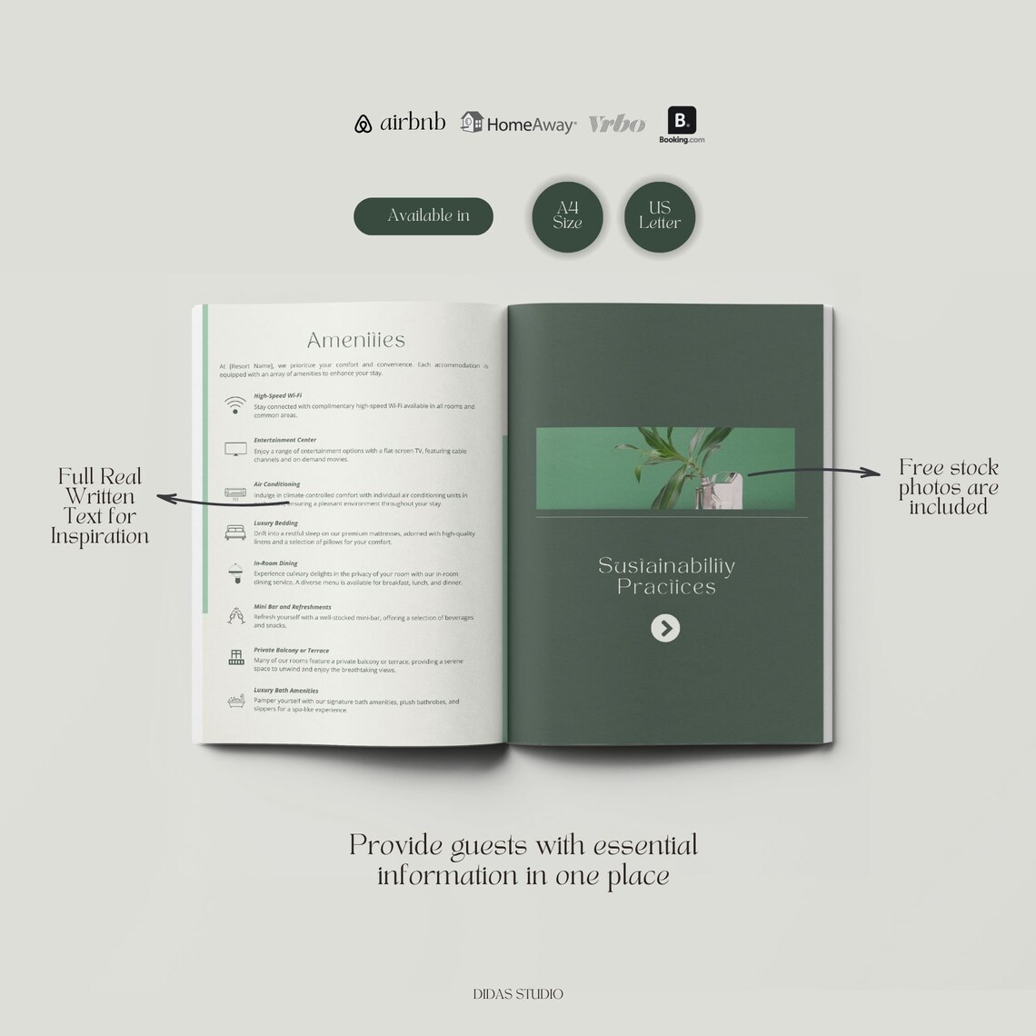 Modern Seaside Private Resort Welcome Guest Book Template, Elegant ...