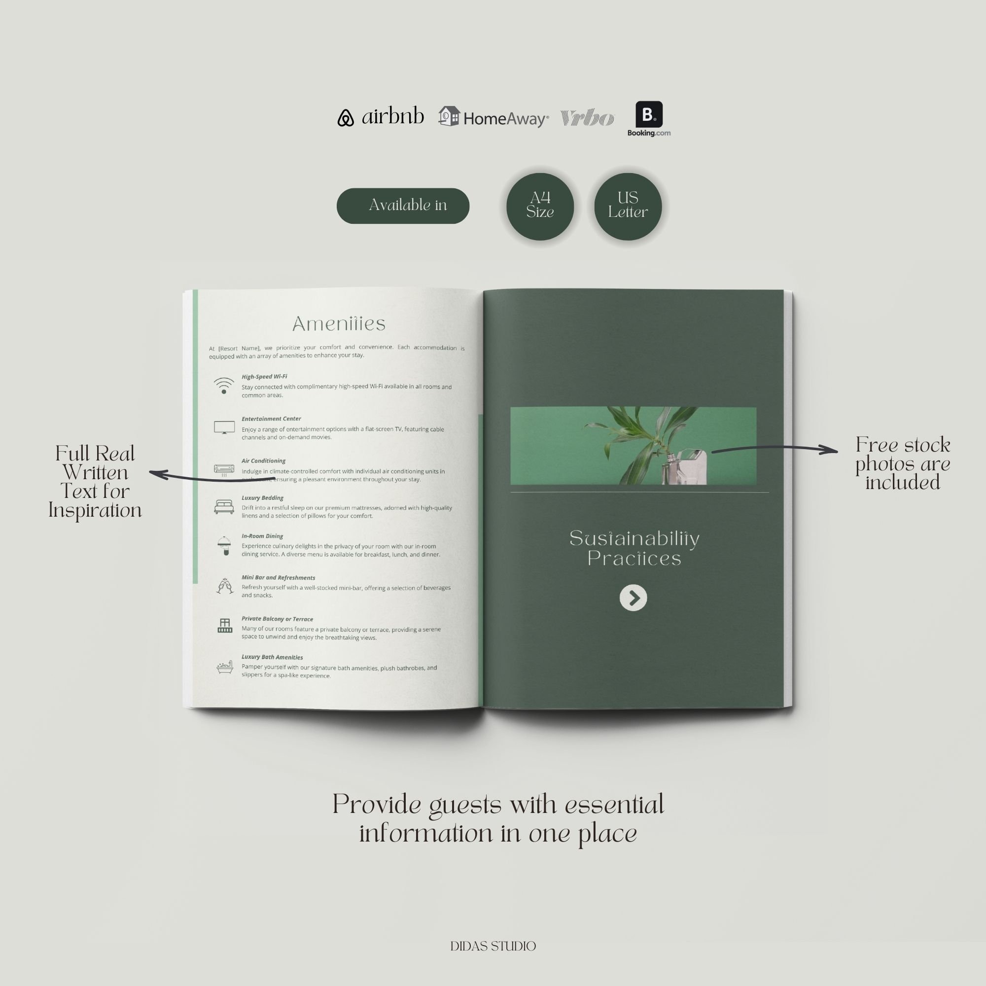 Modern Seaside Private Resort Welcome Guest Book Template, Elegant ...