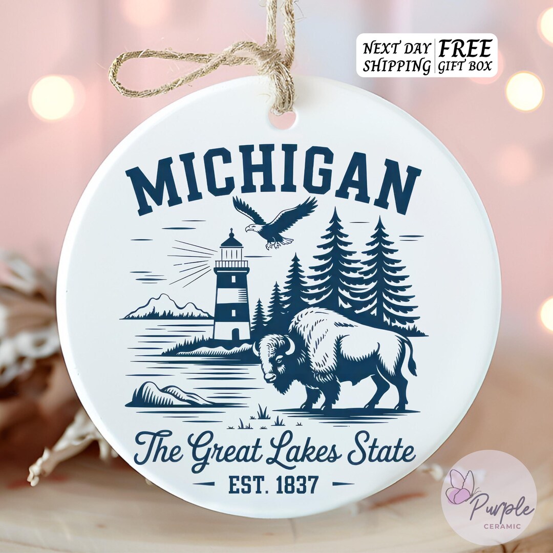 Michigan Ceramic Ornament: Iconic State Symbols - Etsy