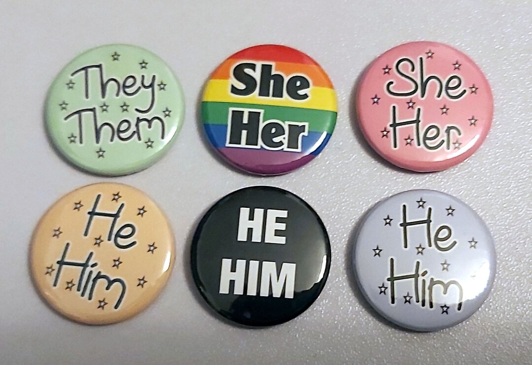 Pronoun Button/pin Badges Set of 6 - Etsy