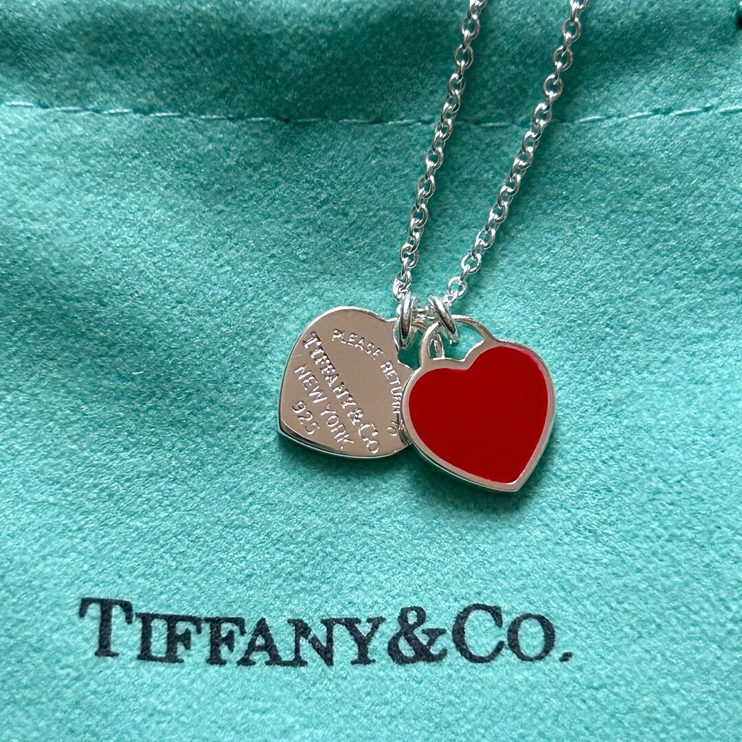 Tiffany & Co Red Double Heart Tag Necklace. - Etsy Sweden