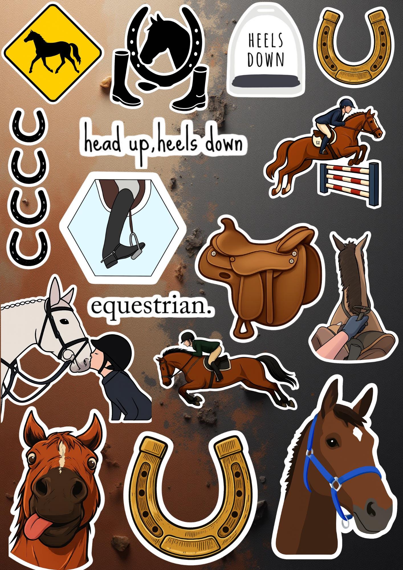 Horse Equestrian Stickers | Digital Sticker Set | PNG Printable ...