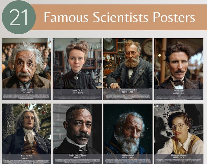Famous Scientists, Science Classroom Decor Poster Set, Science ...
