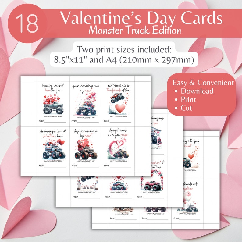 Monster Truck Valentine Editable Monster Truck Valentines Printable ...