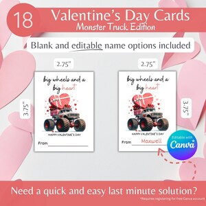 Monster Truck Valentine Editable Monster Truck Valentines Printable ...