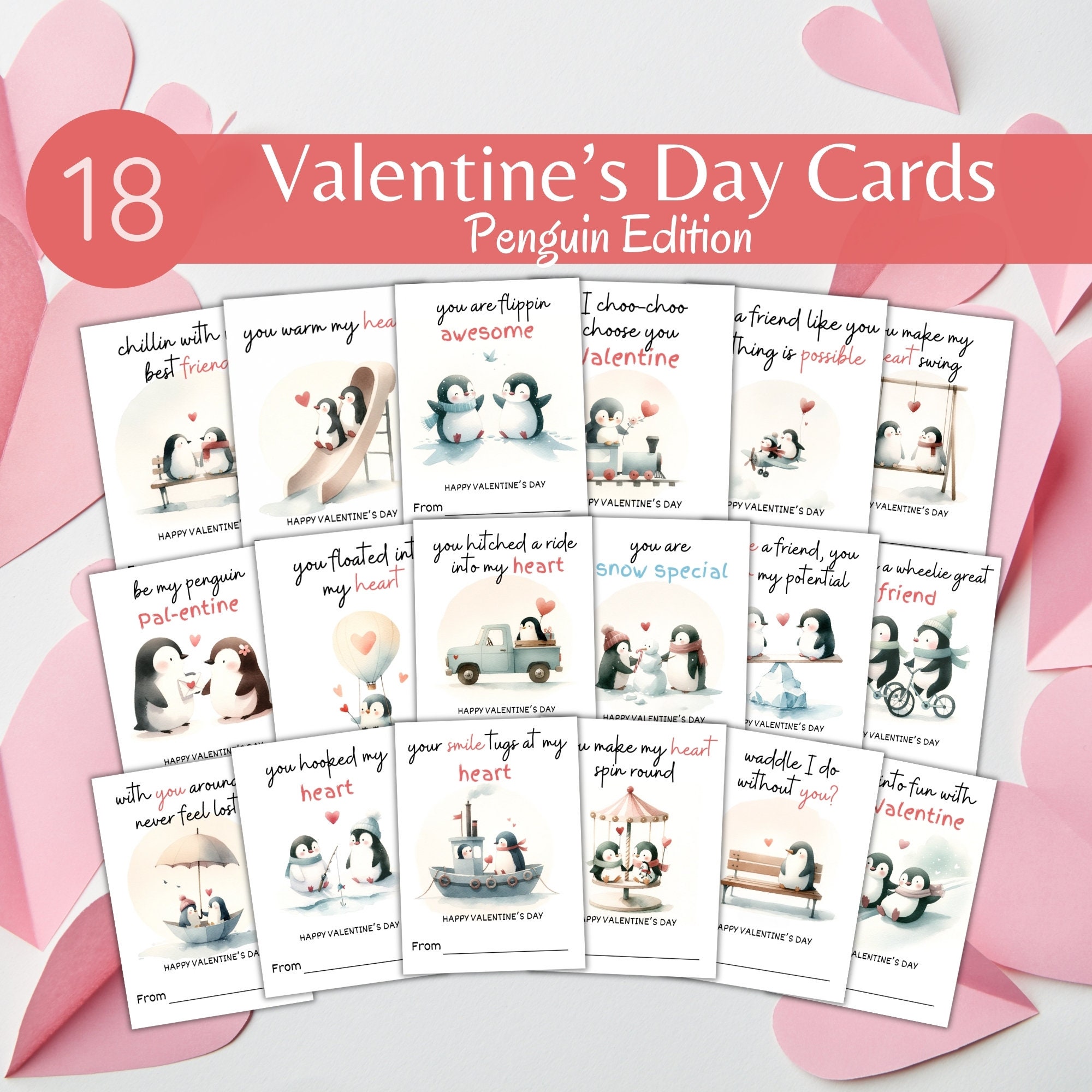 Editable Penguin Valentines Printable Penguin Valentine Charming ...