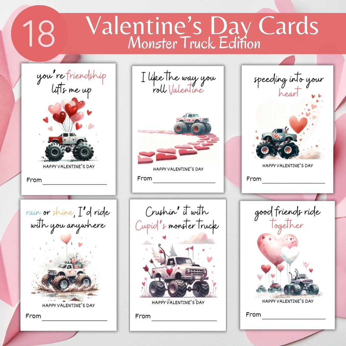 Monster Truck Valentine Editable Monster Truck Valentines Printable ...