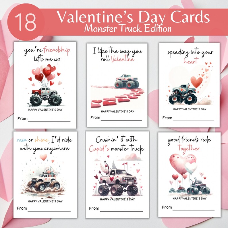 Monster Truck Valentine Editable Monster Truck Valentines Printable ...
