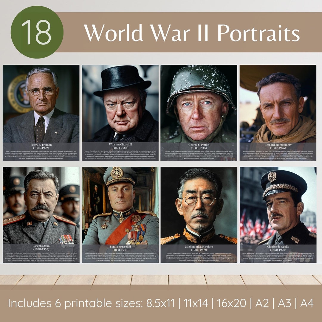 World War II Portrait Posters, World History Classroom Decor, Social ...